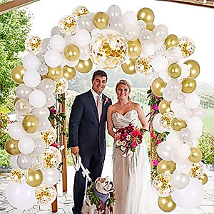 DIY Balloon Arch & Garland kit,138Pcs Party Balloons Decoration Set, Gold Confetti & Silver & White & Transparent Balloons for Bridal & Baby Shower, Wedding, Birthday, Graduation, Anniversary Party