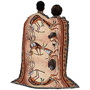 Pure Country Weavers Kokopelli Pot Dance Blanket by Roger Kull - Southwest Art - Gift Tapestry Throw Woven from Cotton - Made in The USA (72x54)
