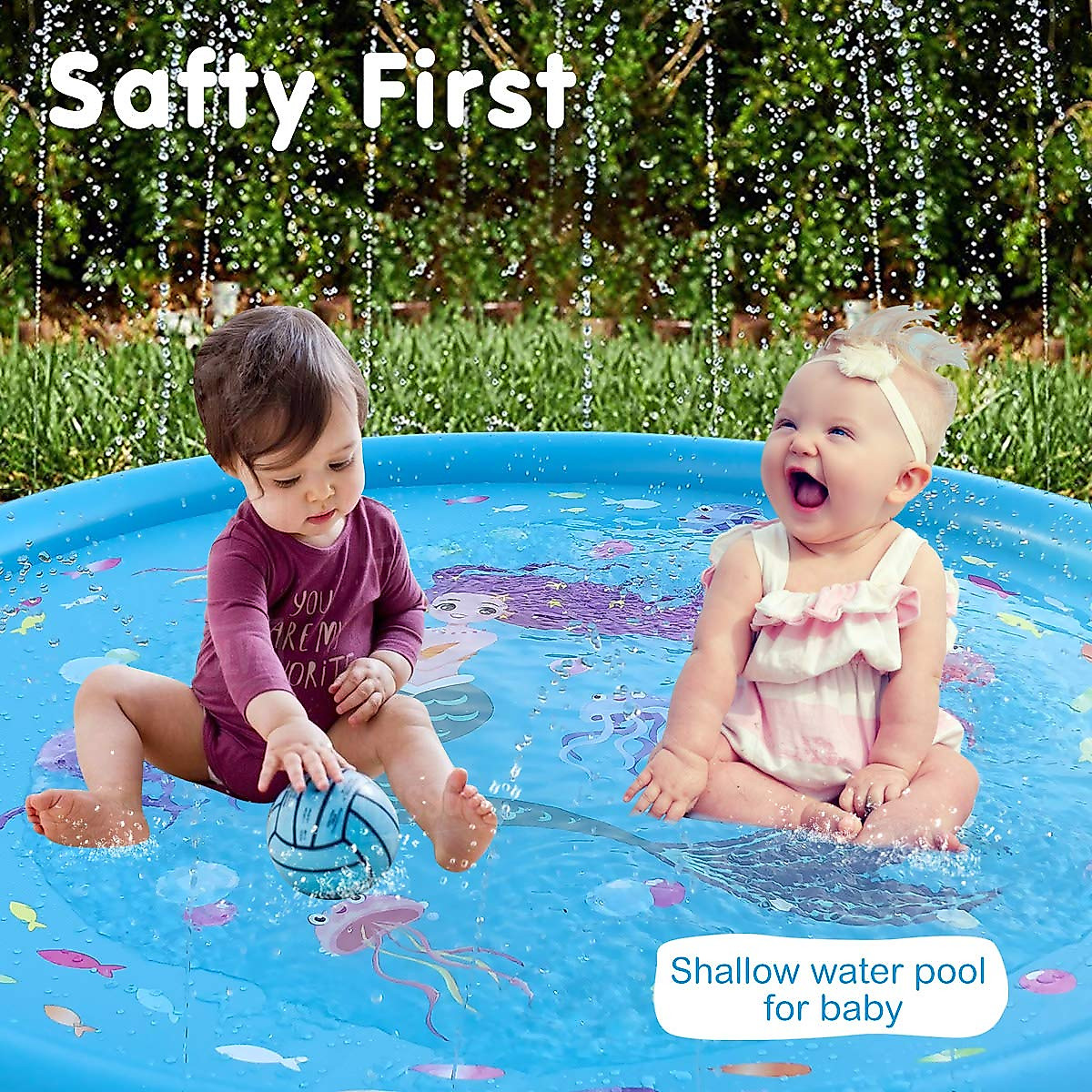 Hitop Kids Sprinklers for Outside, Splash Pad for Toddlers & Baby Pool 3-in-1 60" Water Toys Gifts for 1 2 3 4 5 Year Old Boys Girls Splash Play Mat