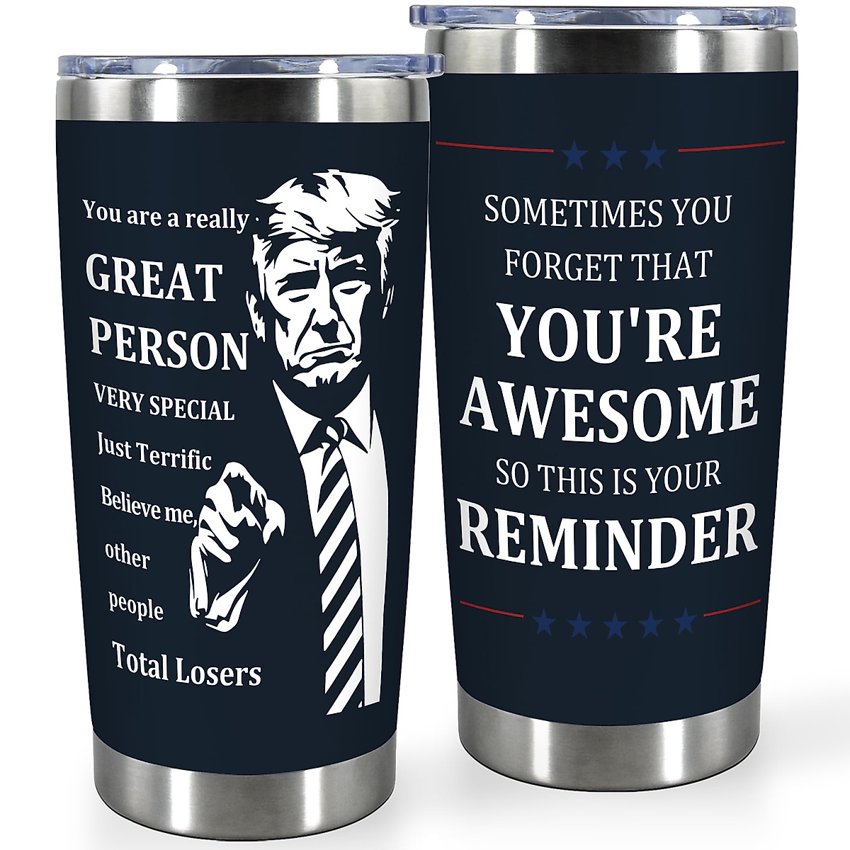 Birthday Gifts for Men Women, Thank You Appreciation Gifts, Sometimes You Forget You Are Awesome Tumbler, Inspirational Birthday Presents for Best Friends, Coworker, Boss, 20 Oz Tumbler, Navy