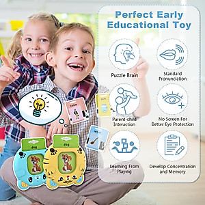 Talking Flash Cards Learning Toys for 2 3 4 5 6 Year Old Kids Toddler Flash Cards, Educational Toddlers Toys Reading Machine with 224 Words, Preschool Montessori Toys and Birthday Gift for Kids（Bear）