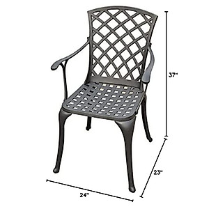 Crosley Furniture Sedona Solid-Cast Aluminum Outdoor High-Back Arm Chair, Black