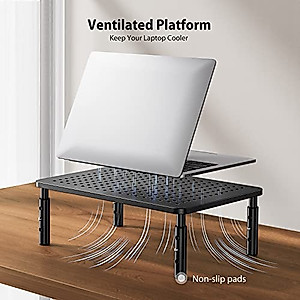 LORYERGO Monitor Stand, Monitor Riser 3 Height Adjustable, Laptop Stand Desk with Metal Vented Platform, Computer Stand for Printer, Laptop, PC Tower, Laptop Stand for Office & Home(2 Pack)