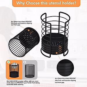 DIWOJIN 2 Pcs Round Kitchen Utensil Holder Silverware Organizer, Silverware Holder for Countertop, Counter Caddy for Spatulas, Cultery, Forks and Spoons (Utensils Not Included)