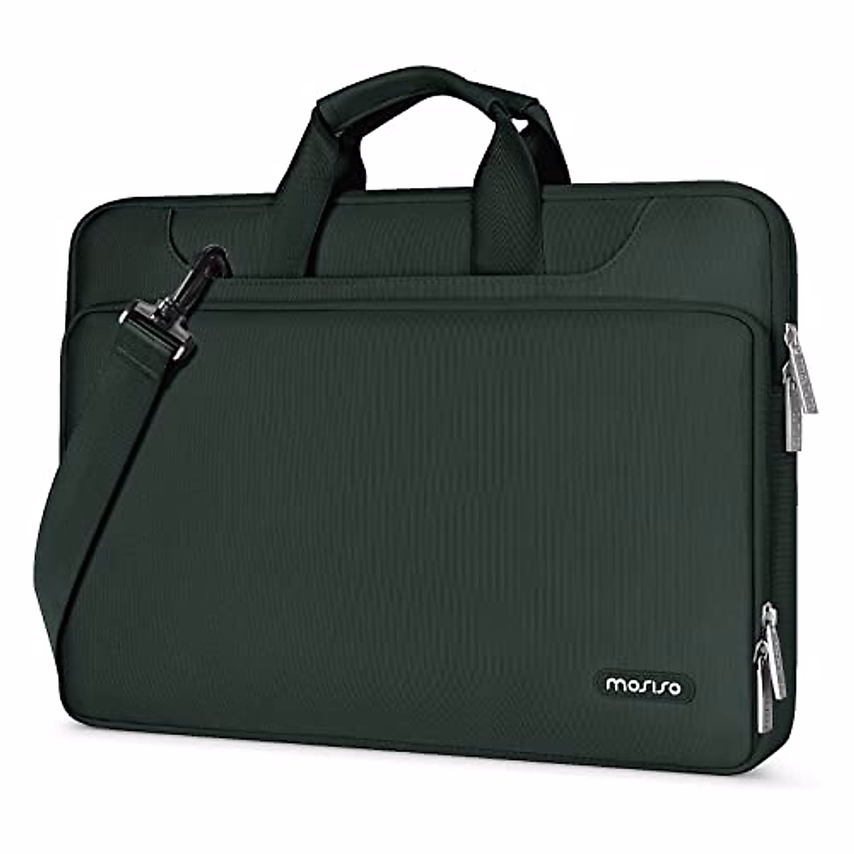 MOSISO 360 Protective Laptop Shoulder Bag Compatible with 17-17.3 inch Dell XPS/HP Pavilion/Ideapad/Acer/Alienware/HP Omen,Matching Color Sleeve with Belt, Emerald Green