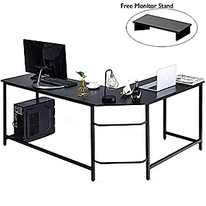 Umekesa L Shaped Desk Black Corner Computer Desk for Home Office Gaming L Desk Study Writing Table PC Laptop Workstation, Modern Design L Desk
