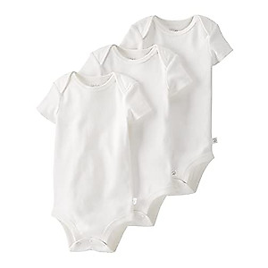 little planet by carter's unisex-baby 3-pack Short Sleeve Bodysuits made with Organic Cotton, Creamy, 3 Months