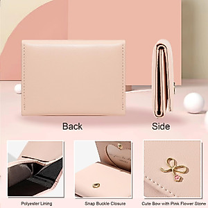 Sunwel Fashion Girls Cute Wallet Coquette Bow Wallet Small Wallet Slim Credit Card Holder ID Window for Women (PINK)