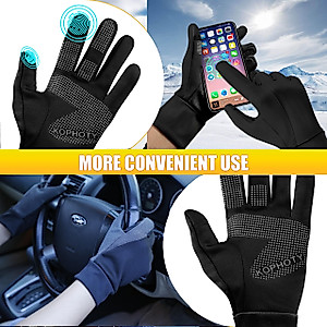 KOPHOTY Touchscreen Warm Gloves for Men and Women, Winter Cold Proof Windproof Water Resistant Thermal Gloves for Running Driving Cycling Biking in Cold Weather(Black,L)
