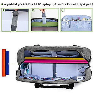 LUXJA Carrying Bag Compatible with Cricut Machine, Laptop, Bright Pad, Cutting Mat and Other Accessories, Storage Bag Compatible with Cricut Explore Air (Air2) and Maker (Bag Only), Gray