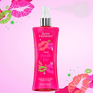 BODY FANTASIES SIGNATURE Fragrance Body Spray, Pink Vanilla Kiss Fantasy, 8 Fluid Ounce (BF44)
