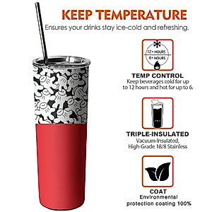 thmasamwr Cute Mouse Skinny Tumbler With Straw and Lid, Stainless Steel 20oz Insulated Coffee Travel Mug, Cartoon Mouse Gifts Cups for Women and Girls