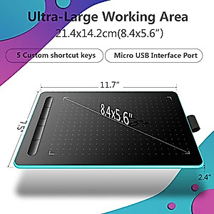 LetSketch Graphics Drawing Tablet 8.4 x 5.6 Inches Ergonomic 8192 Levels Battery-Free Stylus Pen Tablet 5 Customized Shortcut Keys Compatible with Windows/Mac OS/Android for Teachers Students Creators