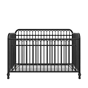 Little Seeds Raven 3-in-1 Convertible Metal Crib, JMPA Certified, Black