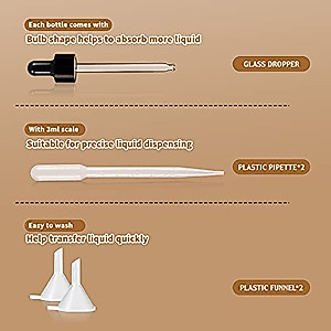 casato 2 Oz Eye Dropper Bottle, 18 Pack 50ML Amber Glass Eye Tincture Bottles with Dropper for Oil, Perfume, and Liquids for Essential Oils, Chemistry Lab Chemicals, Colognes & Perfumes