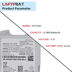 LAPTPBAT New White Battery for Symbol Bar Code Scanner CS4070 CS4070-SR BTRY-CS40EAB00-04 82-97300 82-97300-01 82-97300-02 82-97300-03 P/N: 82-97300-04 3.7V 1000mAh