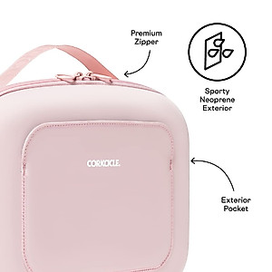 Corkcicle Crushproof Cooler Lunch Box, Reuseable Water Resistant Insulated Lunch Box, Perfect for Traveling with Wine, Beer, Ice Packs, and Lunches, Rose Quartz Neoprene, Back to School