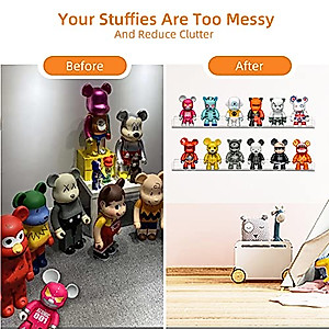 MESAILUP Acrylic Floating Wall Shelf, 2 Pack 36 Inch Invisible Storage Rack, Modern Picture Ledge Display Shelf, Wall Mounted Bookshelf for Kids Room, Clear Bathroom Organizer