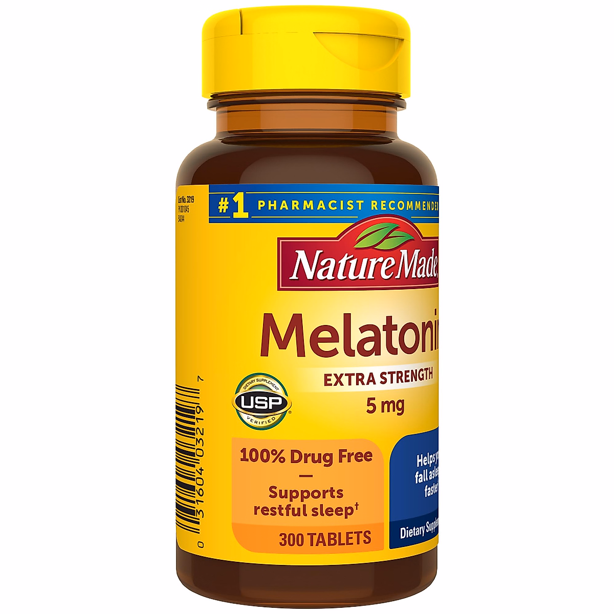 Nature Made Melatonin 5mg Extra Strength Tablets, 100% Drug Free Sleep Aid, Sleep Supplements for Adults, 300 Tablets, 300 Day Supply