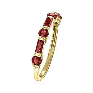 Ross-Simons 0.80 ct. t.w. Baguette and Round Garnet Ring in 14kt Yellow Gold. Size 8