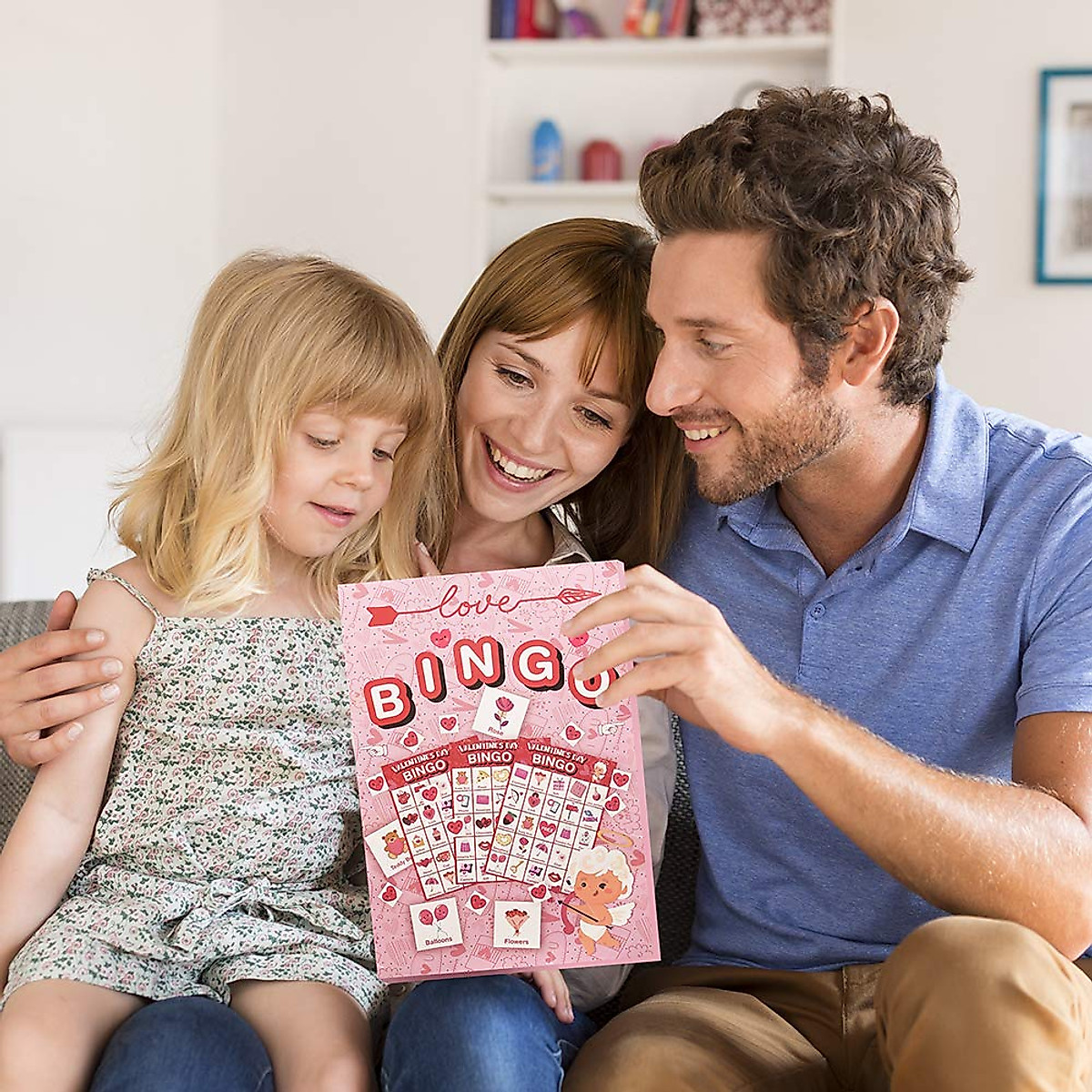 Valentines Day Bingo Game Card for Kids/Adults, 32 Players - Valentine Game for Family/School Classroom/Large Group, Valentine Party Favor for Boy/Girl