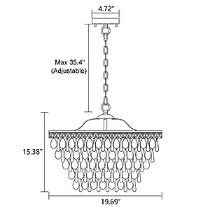 Wellmet Crystal Chandelier, 6-Light 5 Tiers Farmhouse Crystal Light, Adjustable Hanging Bronze Ceiling Lighting Fixture, Modern Foyer Dining Room Chandeliers for Bedroom,Hallway,Bar,Kitchen, W20-inch