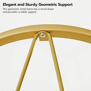 HOOBRO Coffee Table, Gold Glass Coffee Table for Living Room, 27.6" Round Coffee Table, 1 Layer Center Table, Metal Frame, Hexagonal Design, for Small Space, Reception Room, Apartment, Golden GD70KF01