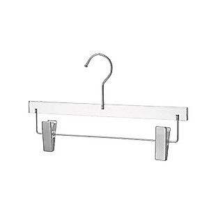 YBM Home Quality Acrylic Clear Skirt Hangers Made of Clear Acrylic for a Luxurious Look and Feel for Wardrobe Closet, Skirt Hangers Organizes Closet, Silver, 4103-1