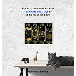 Witchy Sabbat Grimoire Witchcraft Decor - Sun, Moon, Celestial Wall Art - Celtic Woman Goddess Decor - Magic Home Decor - Boho Bohemian Witch Decor for Women - Wicca Wiccan Supplies - Pagan Gifts