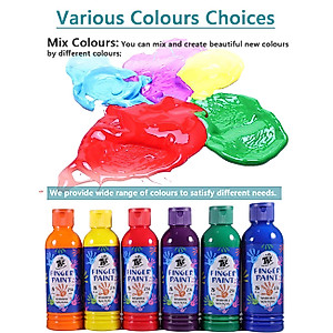TBC The Best Crafts Finger Paint for Kids, Non-toxic, Washable Toddler Paint, 6 x 236ml Kids Art Set, Prefect Craft Paint For DIY Projects, School Painting Supplies