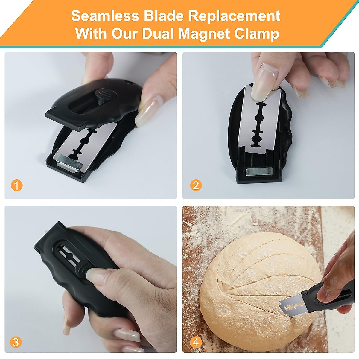 Ansbell Extractable & Magnetic Bread Lame Dough Scoring Tool with 5 Razor Blades,Professional Sourdough Scoring tool for Sourdough Bread Baking & Bread Making Tools,Perfect Bread Scoring Tool