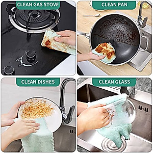 20 Pack Kitchen Dish Cloths, Super Absorbent Microfiber Cleaning Cloth for Cleaning Dishes, Kitchen, Bathroom, Car (Grey & Green)