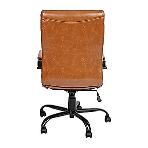 Flash Furniture Whitney High Back Desk Chair - Brown LeatherSoft Executive Swivel Office Chair with Black Frame - Swivel Arm Chair