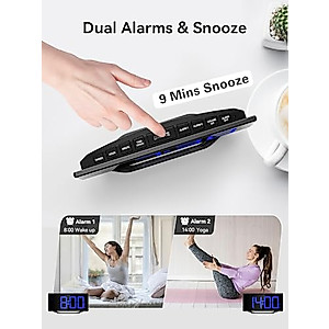 Loud Digital Alarm Clock for Bedroom,Bedside Dual Alarm Clock for Heavy Sleepers Adult Teen with USB Charger,Desk Clock with 8.7"Large LED Display,Battery Backup,7-Level Brightness&Volume,Snooze,DST