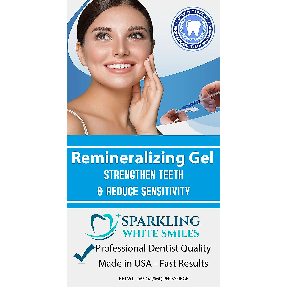 4 Syringes Remineralization Gel with 4 Custom Teeth Trays - Strengthens Teeth Enamel - Reduces Teeth Sensitivity - Remineralizes and Desensitizes Teeth - Great for After Teeth Whitening