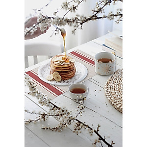 Vinjiasin Placemats Set of 4 Vinyl Woven Red Stripes Table Mats Washable Heat Resistant Sturdy Easy to Clean Kitchen for Dining Table Indoor Outdoor Christmas Decorations