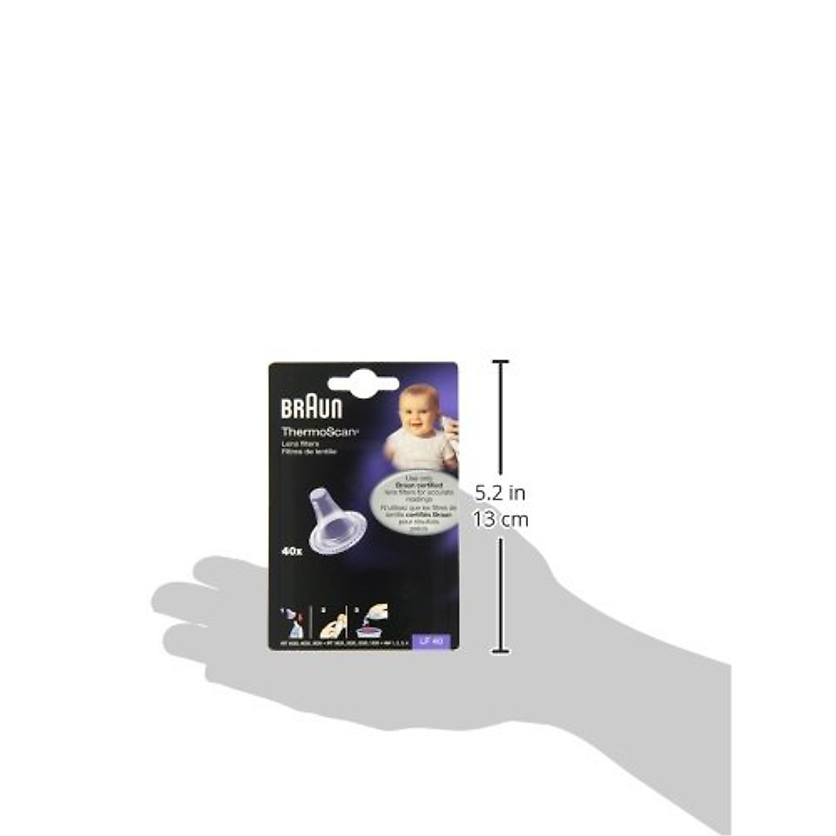 Braun ThermoScan Lens Filters for Ear Thermometer, 40 Count Disposable Thermometer Covers, Works with Braun ThermoScan Thermometers, LF40US01