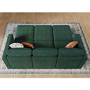 Belffin Corduroy Sectional Sleeper Sofa with Storage Ottoman, Modular Luxury Sectional Sofa with Chaise, Convertible Modern Sectional for Living Room, Green