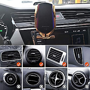 Survival-Pax Co. Smart Sensor Wireless Car Charger Mount, Automatic Clamping QC/QI 10W Fast Charging Car Charger Holder Compatible with iPhone 11/Xs/Xs Max/XR/X,Samsung Note 9/S9/ S9+/S8 etc (Gold)