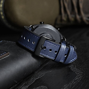 Anbeer Leather Silicone Hybrid Wacth Bands 20mm 22mm Genuine Leather and Rubber Watch Strap for Men and Women