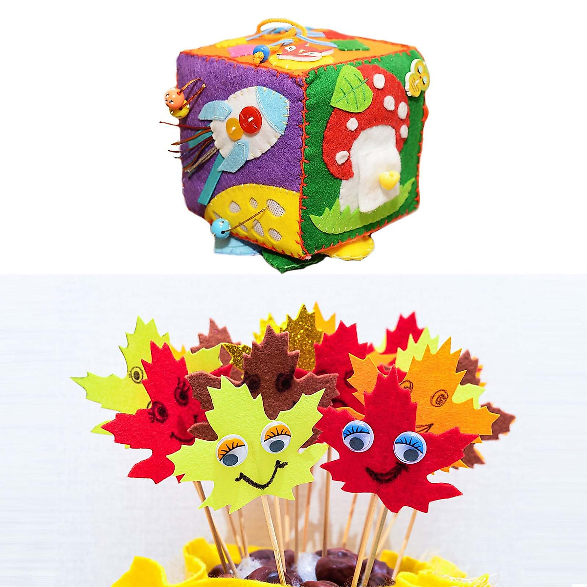 Rebower Soft Felt Sheets Acrylic Fabric Soft Felt Craft Sheets [for DIY Creative Crafts Projects and Decoration] - 4 Inch x 4 Inch/Orange / 42PCS