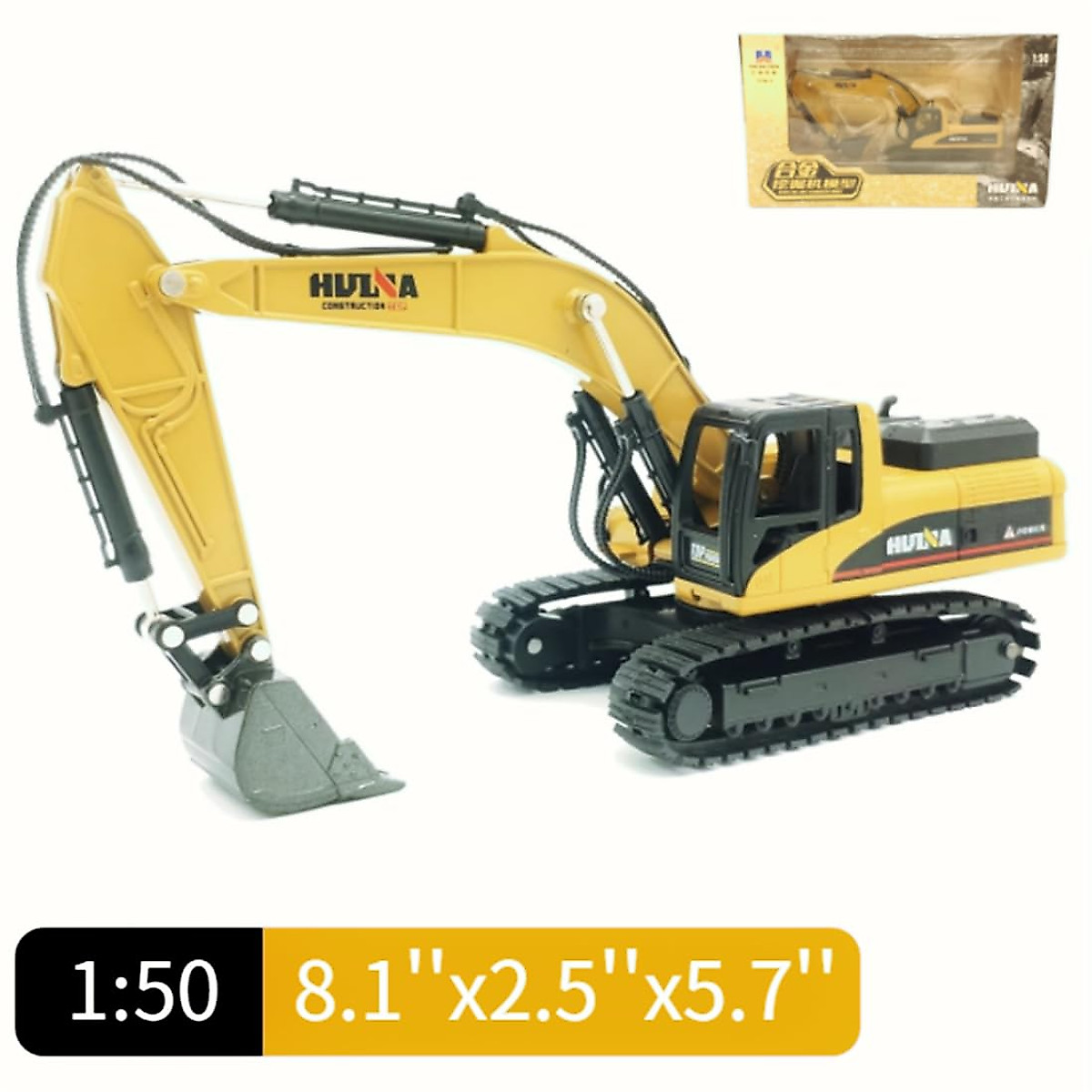 DDLONGDD Toy Excavator Metal Model 1:50 Scale Realistic Construction bulldozers for Kids and Collectors Boy Men's Toys Indoor/Outdoor Play, Sturdy Metal Construction, Ideal Sand/Beach Toy