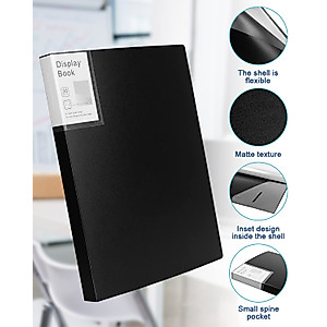 Portfolio Folder for Artwork Art Portfolio Binder 2 Packs 9"x12" Demo Book Black Portfolio Folder with Protective Film Binder with Plastic Sleeve 30 Pockets 60 Page Capacity
