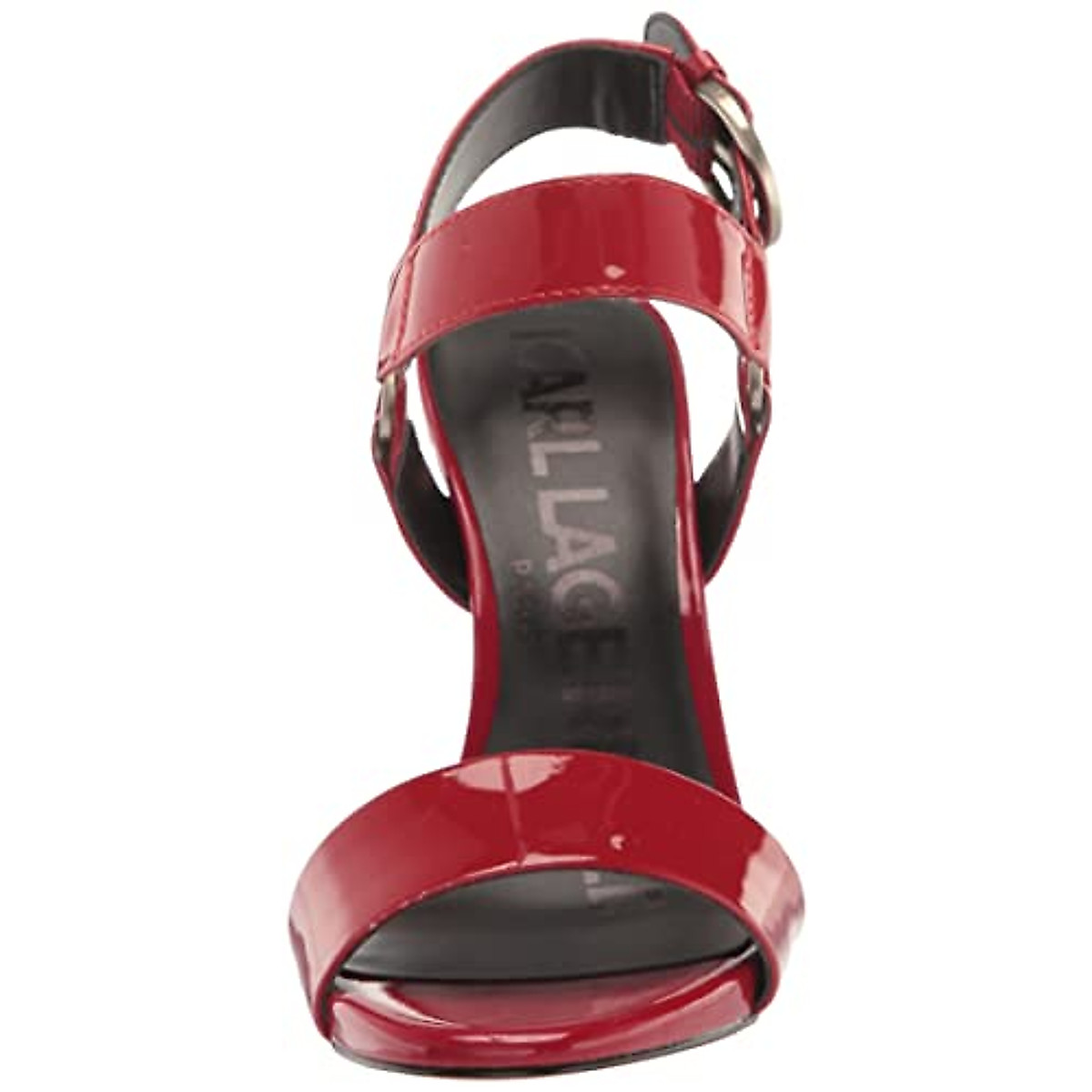 Karl Lagerfeld Paris Women's Cieone Ankle Strap Dress Heeled Sandal, Engine Red, 8