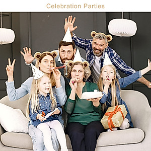 SIOTMERA Brown Bear Ears Cute Headband Fluffy Hairband Animal Head Wear for Party Celebrations Trips Decoration Cosplay Dress up Costume Makeup Washing Face Kids Adults Womens Gift, 4 packs