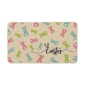 Artoid Mode Bunny Rabbit Easter Welcome Decoration Doormat, Seasonal Spring Low-Profile Rug Switch Mat for Indoor Outdoor 17x29 Inch