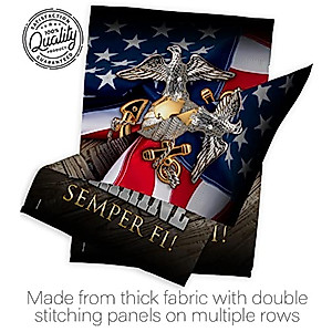 Marine Semper Fi Garden Flag - Armed Forces USMC United State American Military Veteran Retire Official - House Decoration Banner Small Yard Gift Double-Sided Made In USA 13 X 18.5
