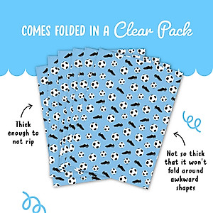CENTRAL 23 - Fun Wrapping Paper for Boys - 6 Sheets of Birthday Gift Wrap - Football Wrapping Paper - Football Boots - Soccer - For Girls - Blue White - Recyclable