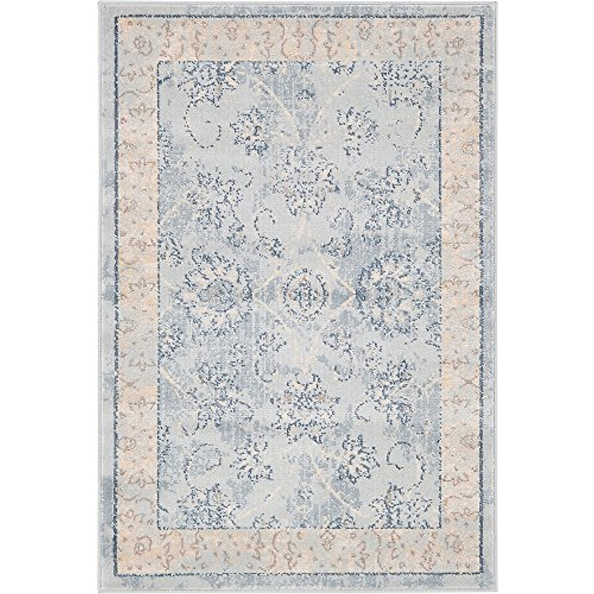 Unique Loom Paris Collection Pastel Tones Traditional Distressed Light Blue Area Rug (2' 2 x 3' 0)