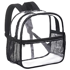Clear Backpack Stadium Approved, 12x12x6 Water proof Transparent Backpack for Work & Sport Even (black)